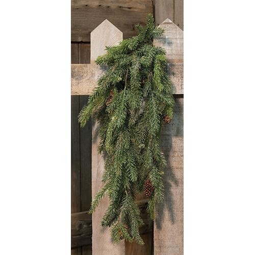 New Primitive Farmhouse TRAILING PINE BUSH Hanging Tear Drop Vine Swag ...