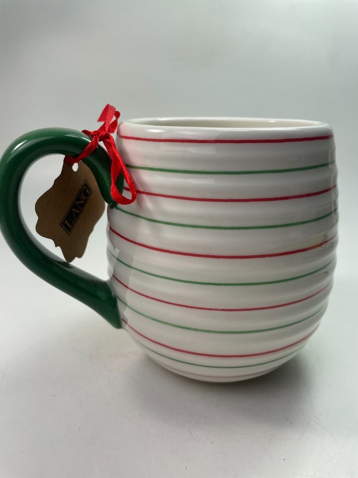 LANG Design Mug Wise Santa Mug Red Green Striped Hand Painted Santa 3D ...