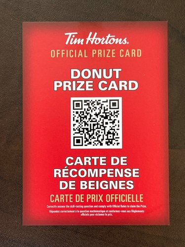 2025-26 UD Tim Hortons DONUT PRIZE REDEMPTION WINNER CARD HOCKEY | eBay