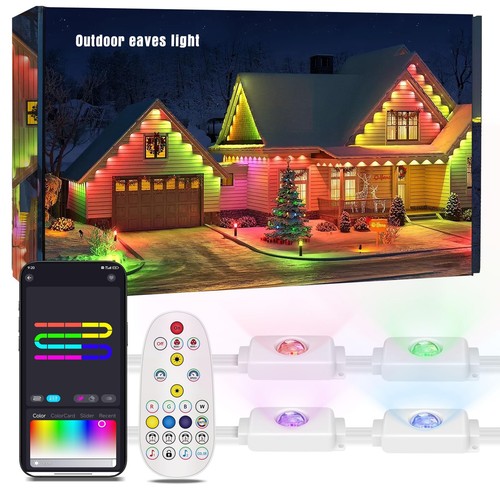 50FT Permanent Outdoor Lights with 30 Smart RGB LED Eave Lights, APP ...