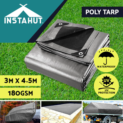 Instahut Tarp Tarpaulin 3x4.5m Camping Heavy Duty Sun Cover ...