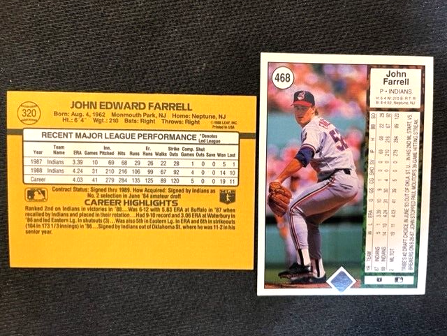 MLB - John Farrell 1989 Donruss & 1989 Upper Deck Baseball - Indians | eBay