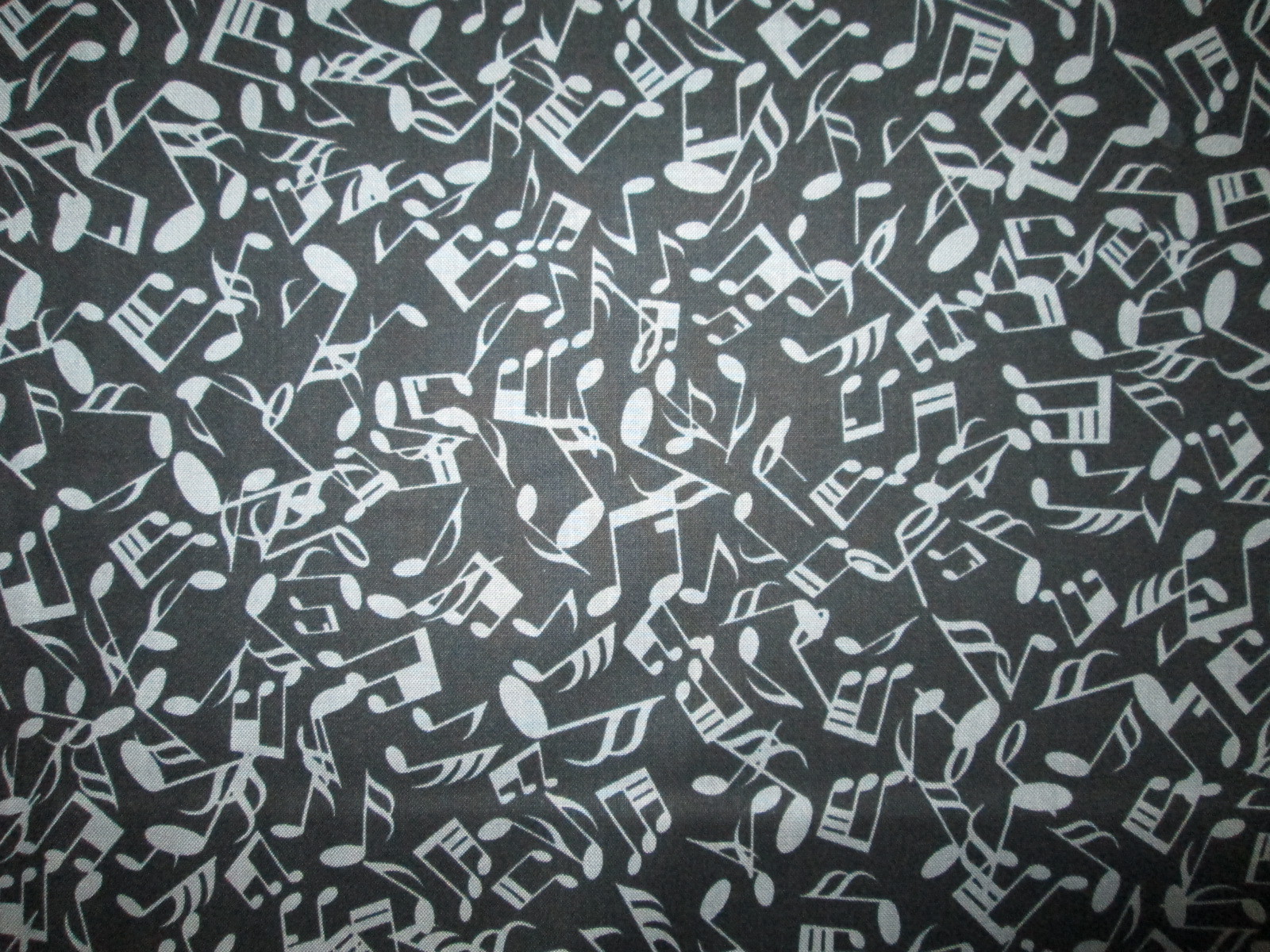 CRAZY MUSIC NOTES GRAY ON BLACK BACKGROUND COTTON FABRIC FQ | eBay