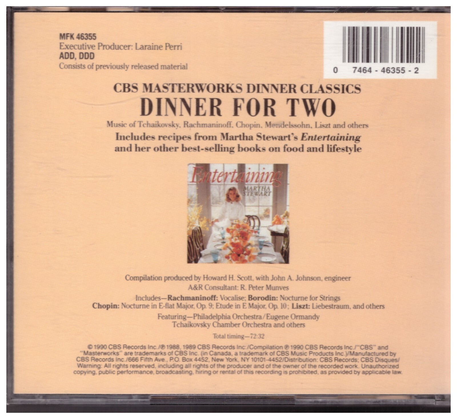 CBS Masterworks Dinner Classics: Dinner for Two by Various Artists (CD ...