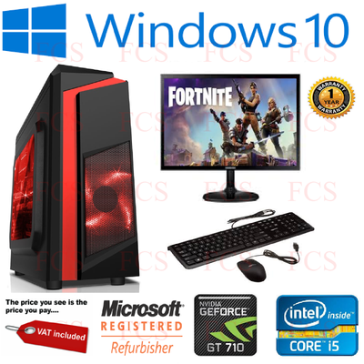 Gaming PC Computer Bundle Intel Quad Core i5 8GB 1TB Win 10 2GB GT710 ...
