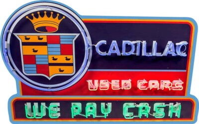 Cadillac Used Cars Neon Image Laser Cut Metal Advertising Sign (not ...