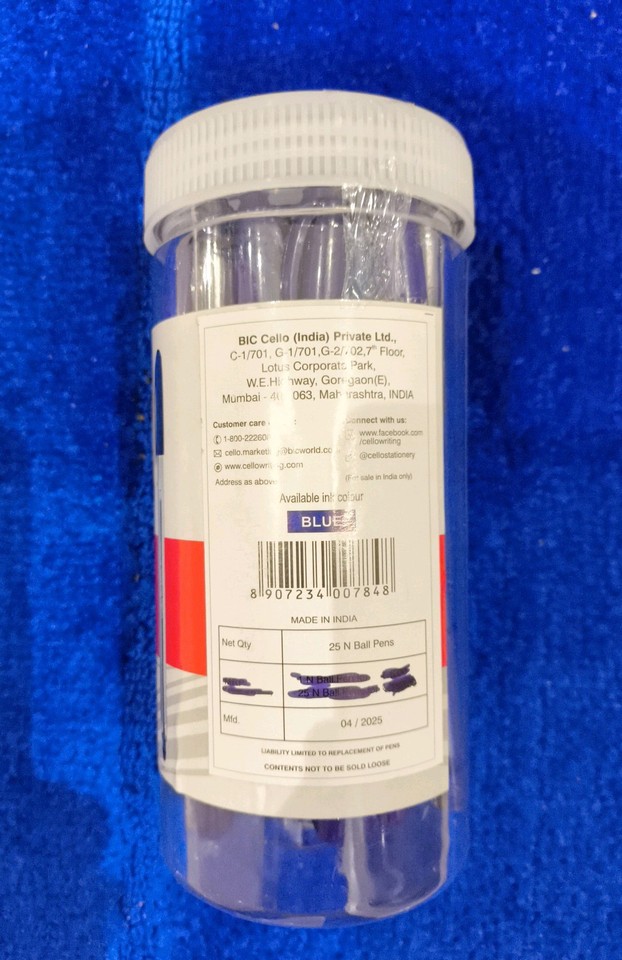 Pack Of 25 BIC Cello Tri-Mate 0.7mm Ball-Point Pens Blue Ink Free ...