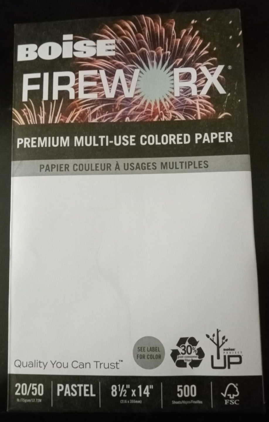 Boise Fireworx Colored Paper 20lb 8-1/2 X 14 Bottle Rocket Blue 500 ...
