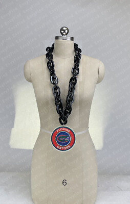 New U of Florida Gator Jumbo Black Big Fan Chain Necklace Foam MI USA ...
