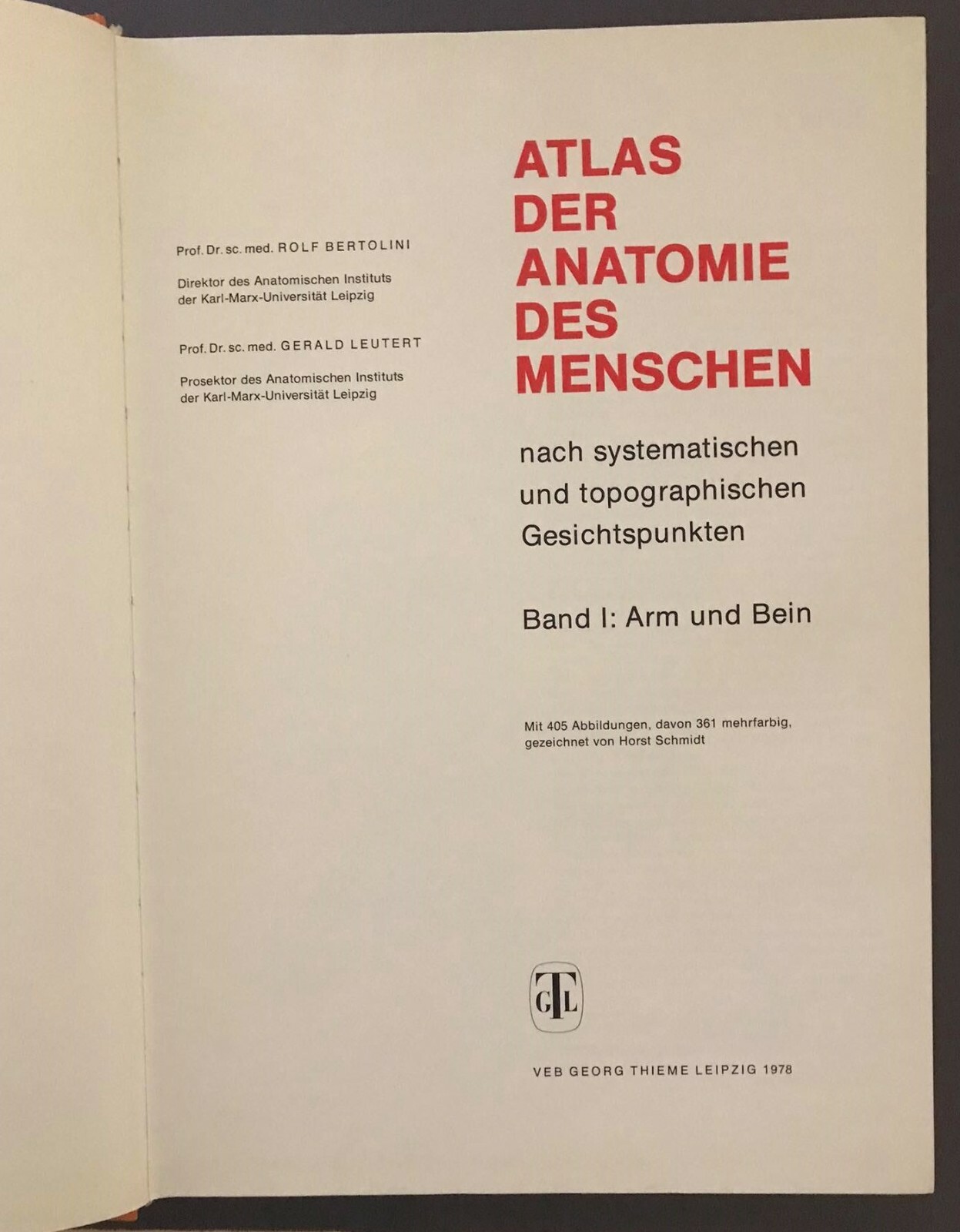 Atlas der Anatomie des Menschen Bertolini/Leutert Band 1 Arm und Bein ...