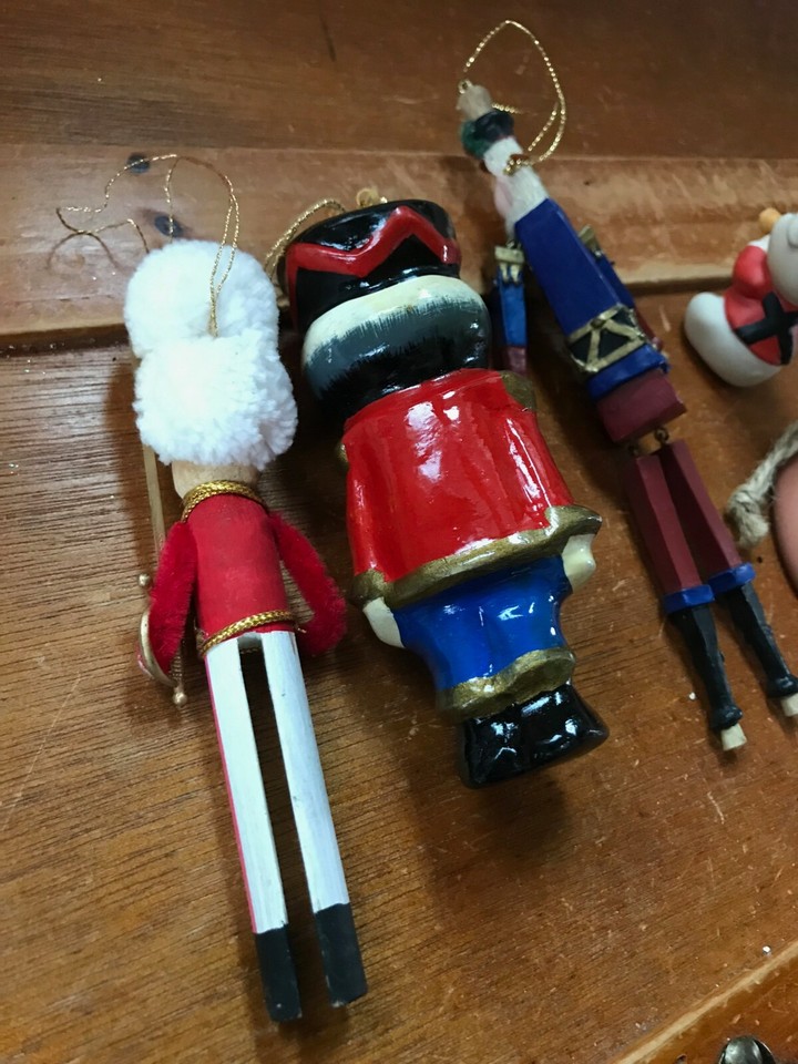 Lot of 5 Handmade Clothespin Nutcracker Resin Soldier Christmas Tree ...