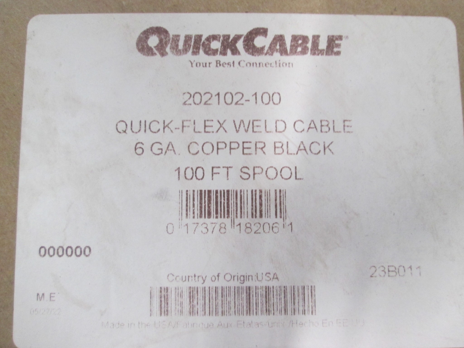 Quick Cable, 202102-100, Quick-Flex Weld Cable, 6 GA. Copper Black ...