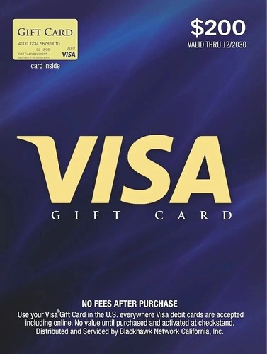 VISA Gift Card $200 New US Free Shipping | eBay
