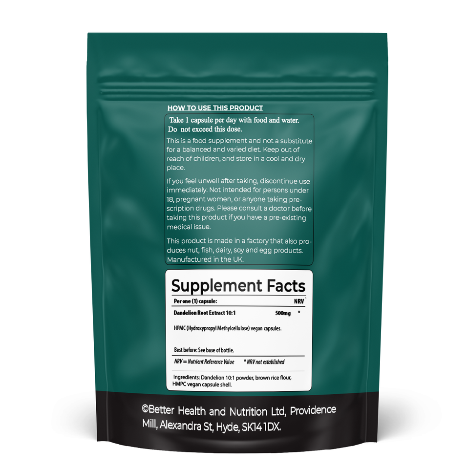 DANDELION Root Extract Capsules 5000mg STRONG Water Retention Vegan ...