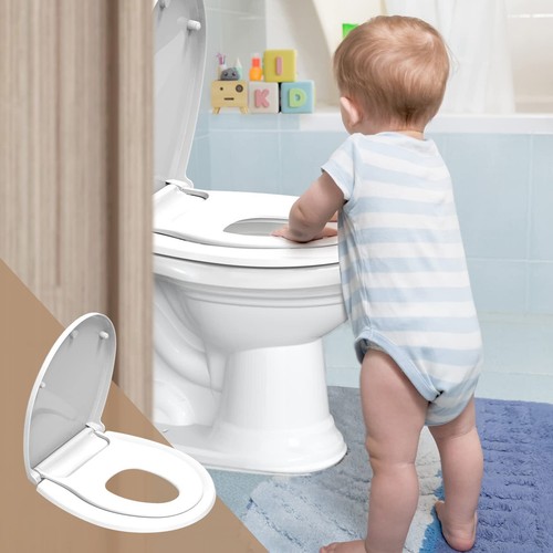 R&T Round Toilet Seat with Built in Potty Training Seat Slow Close ...