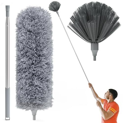 Cobweb Duster with Extension Pole, Spider Web Brush and Ceiling Fan ...