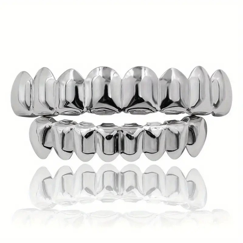 14K Gold Plated HipHop Teeth Grillz Top&Bottom Grill Set Bonus Wax*HIGH ...