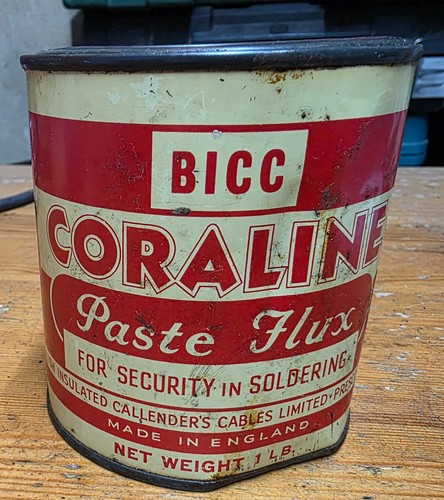 Vintage BICC Coraline Paste Flux Tin. | eBay UK