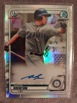 2020 Bowman Chrome 1st Austin Shenton Mariners Prospect Refractor Auto ...