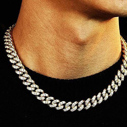 8MM Gold Plated CZ Cuban Link Chain Hip Hop Iced CZ Out Cuban Necklace ...
