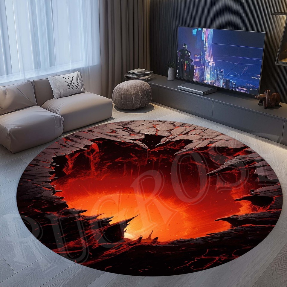 Hot Lava Rug,Crack Lava Rug, Round Lava Rug,3D Crack Lava Rug,Volcano ...