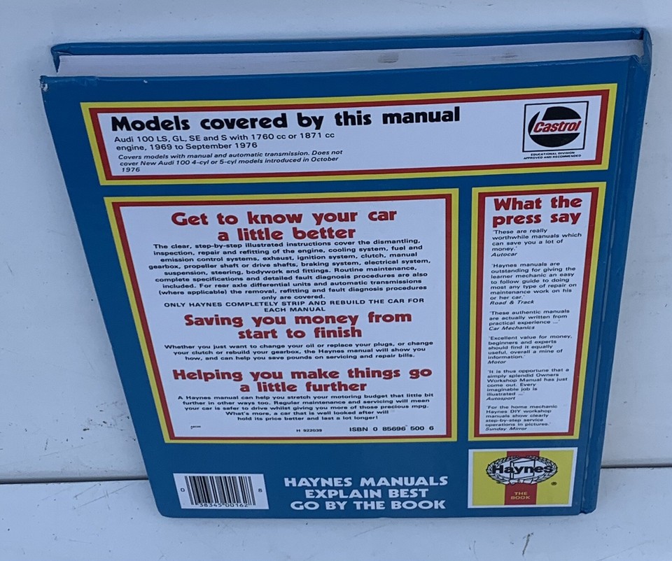 AUDI 100 HAYNES WORKSHOP MANUAL, 1969-1976, EXCELLENT! | eBay UK