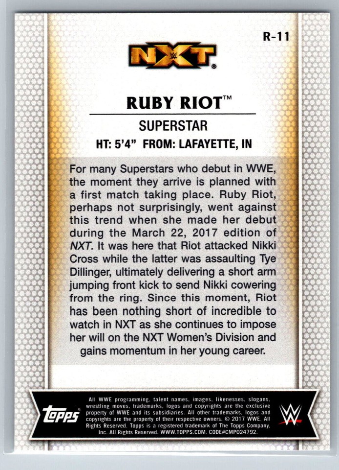 2017 Topps WWE Women's Division Ruby Riot #R-11 | eBay