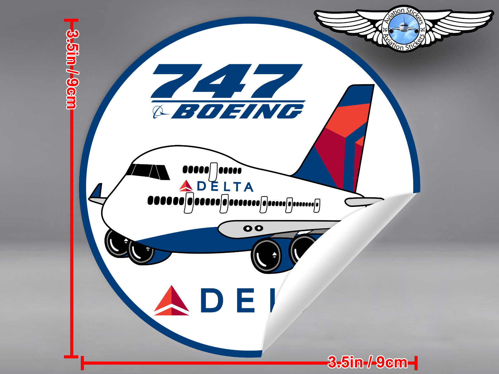 DELTA AIR LINES ROUND PUDGY BOEING B747 B 747 DECAL / STICKER | eBay