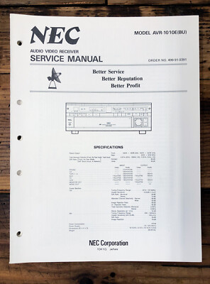 NEC AVR-1010E AVR-1010 AV Receiver Service Manual *Original* | eBay