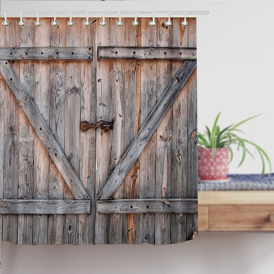 Waterproof Curtain for Bathroom Barn Door Landscape Painting Shower ...