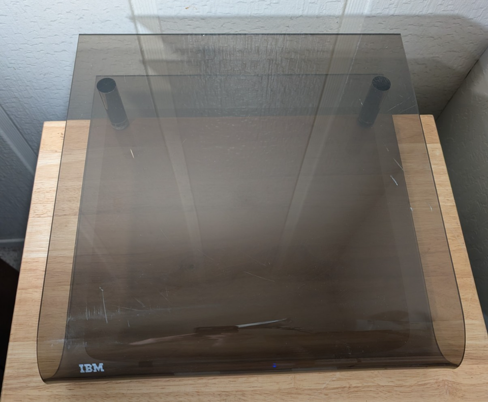 Vintage 1980s IBM Acrylic Riser stand Smoke Plexiglass Monitor Printer ...