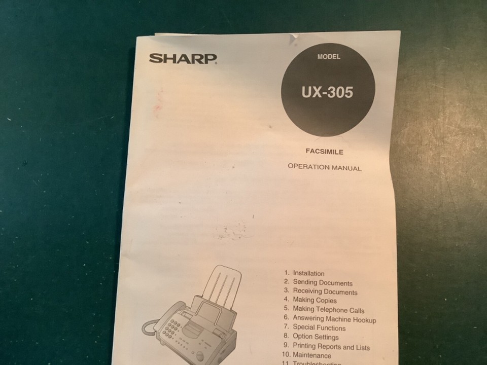 SHARP UX-305 Plain Paper Fax Machine, Phone, Copier, Preowned ...