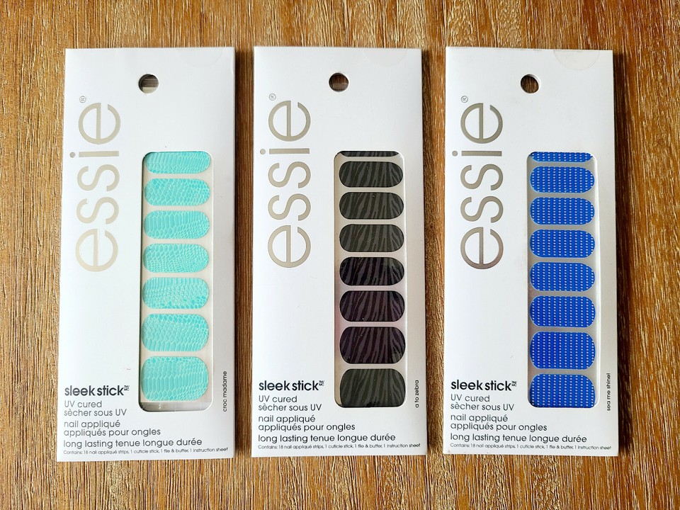 LOT 3x Essie Sleek Stick Nail Stickers Applique Strips | eBay