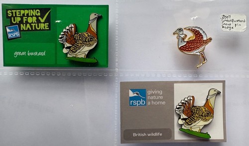RSPB pin badges - 3 Great Bustard badges incl GB Group badge | eBay