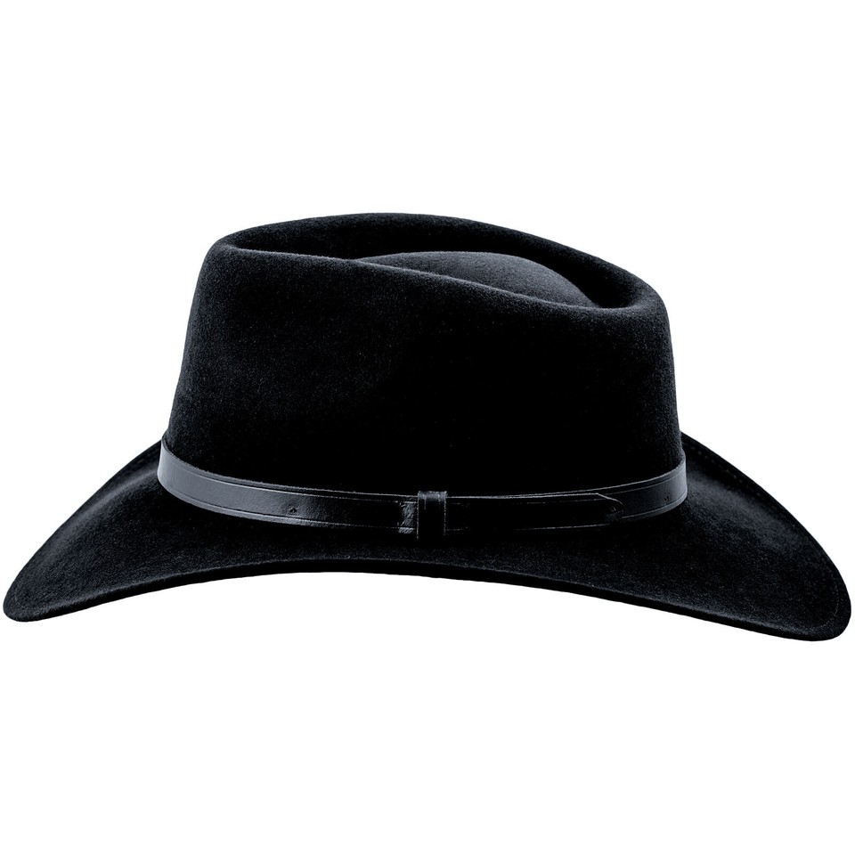 Sterkowski SHARPS Wool Fedora Hat Wide Brim Elegant Cowboy Black / Gray ...