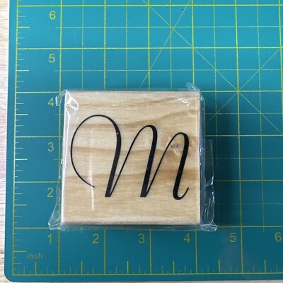 Michaels Wood Mounted Rubber Stamp Monogram Cursive "M" New | eBay