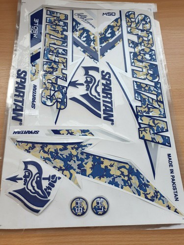 3D/EMBOSSED SPARTAN BLUE CAMU MSD CRICKET BAT STICKER. ONE 3D STICKER ...