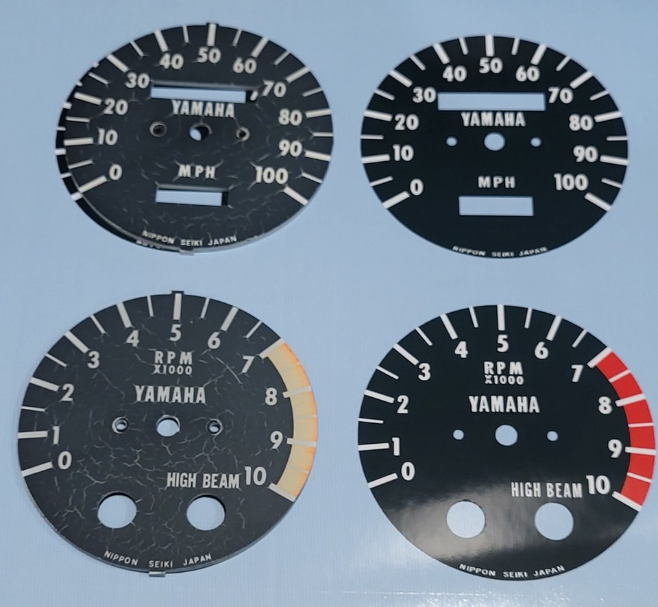 1975 Yamaha DT250 DT400 DT360 Speedometer Tachometer Decals Gauge Face | OE | 1975
