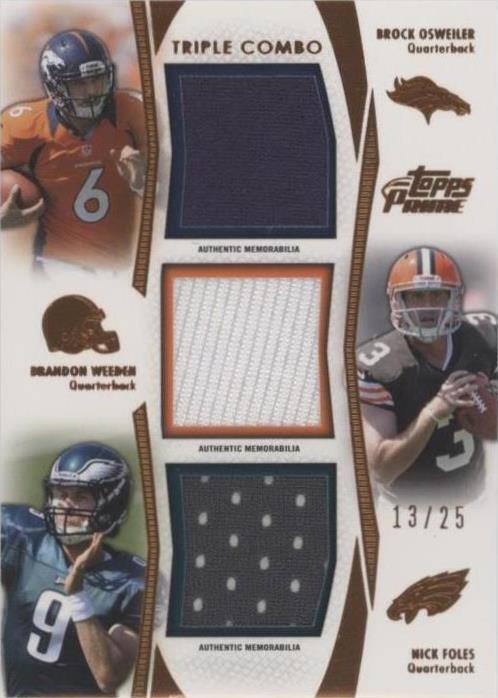2012 Topps Prime - Triple Combo Relics Nick Foles, Brandon Weeden ...