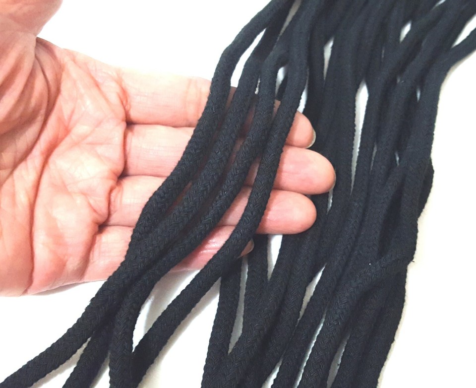Approx 5-6mm wide 5- 20yds Black Cotton Cord string Drawstring Rope ...