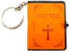 2 1/2" NEW! Leather-Bound Mini HOLY BIBLE Keyring Keychain Religious ...