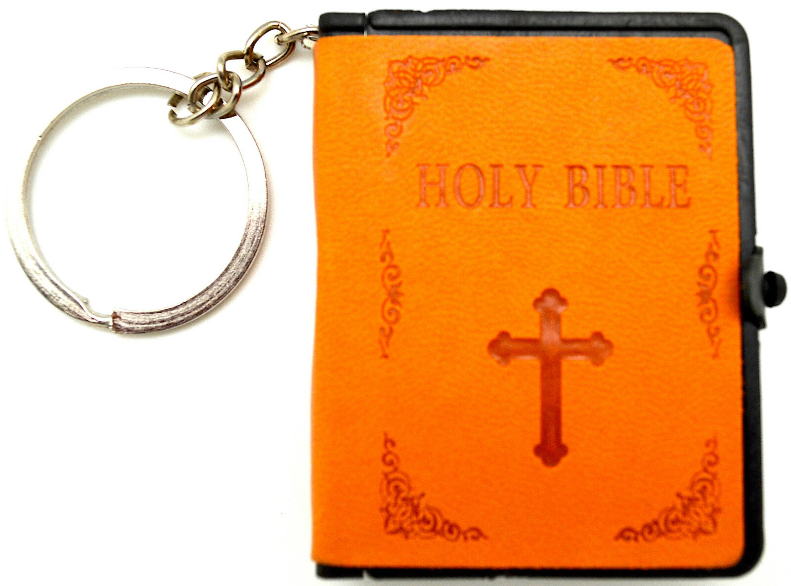 2 1/2" NEW! Leather-Bound Mini HOLY BIBLE Keyring Keychain Religious ...