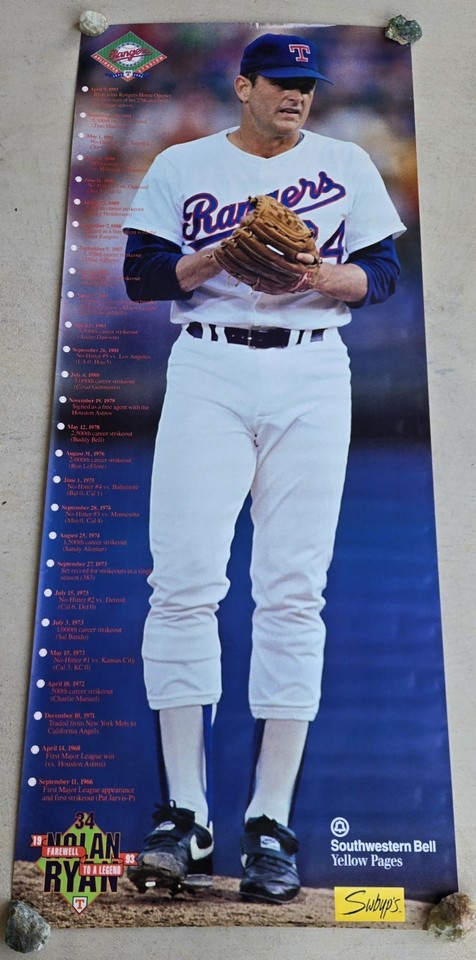 Nolan Ryan Vintage 1993 Texas Rangers Growth Chart Poster | eBay