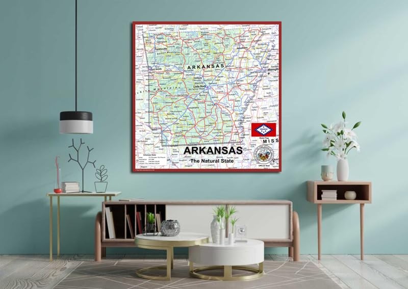 Arkansas USA State Map - 23.9 x 25 Inches - Paper Laminated | eBay