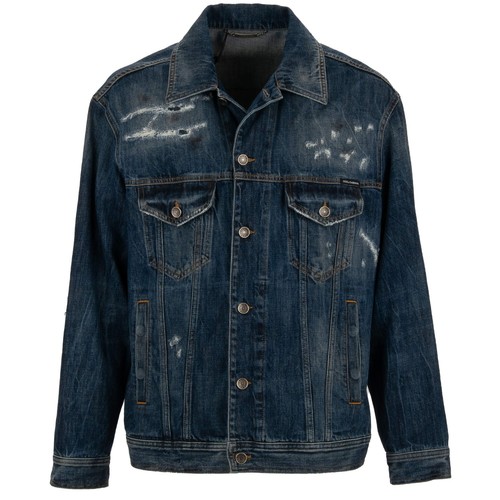 DOLCE & GABBANA Chaqueta De Jeans De Denim Desgastada Oversize Con Logo ...