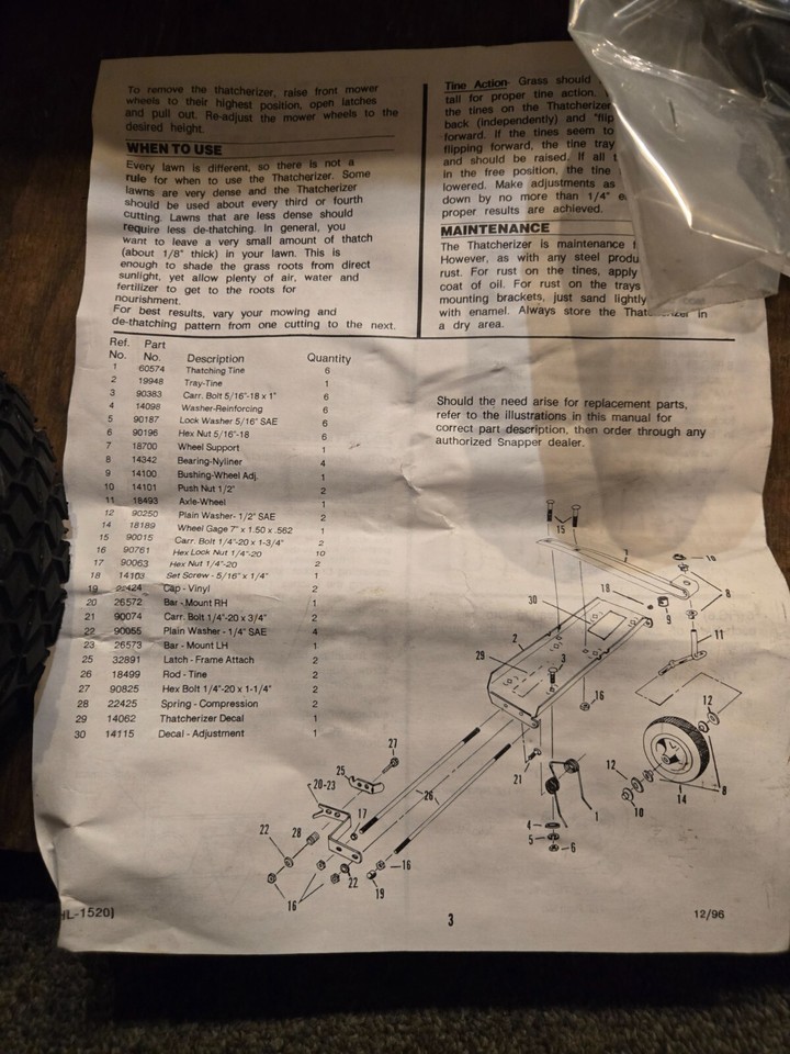 Snapper OEM Thatcherizer Kit ( 21" ) 7061256 / 61256 READ DESCRIPTION ...