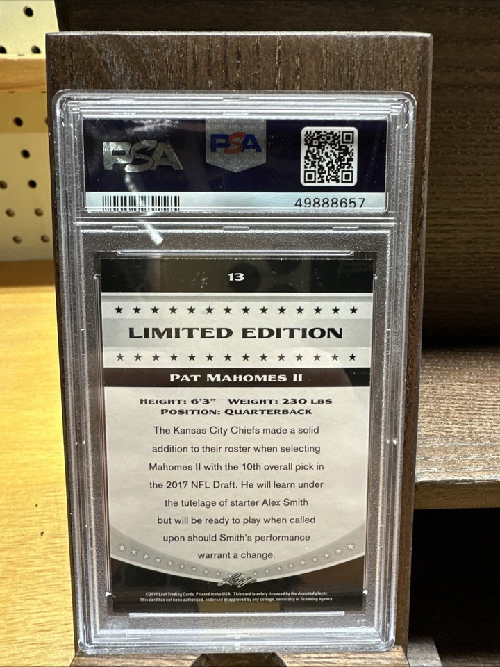 2017 PSA 9 Leaf Special Release Pat Mahomes Limited Edition College | eBay
