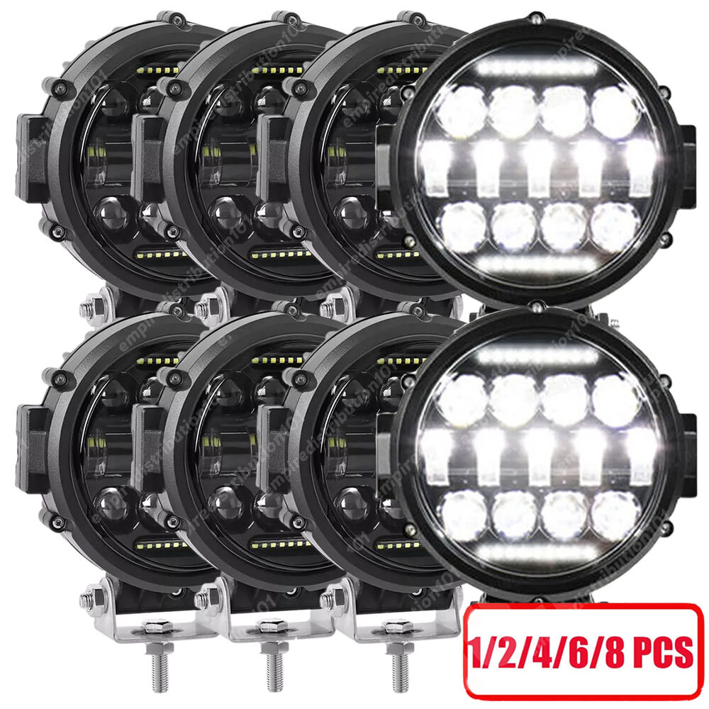 7Inch Round LED Work Light Spot Combo DRL Driving Reserve Lamps Offroad ...