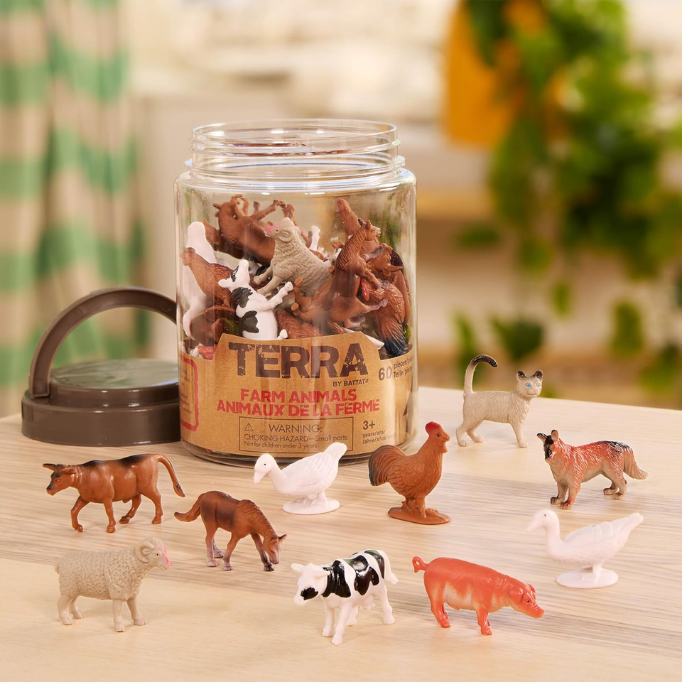 Terra by Battat – Toy Farm Animals Tube – 60 Mini Figures in 12 ...