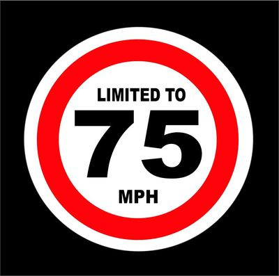 LIMITED TO 75 MPH speed restriction stickers choice of 3 sizes van ...